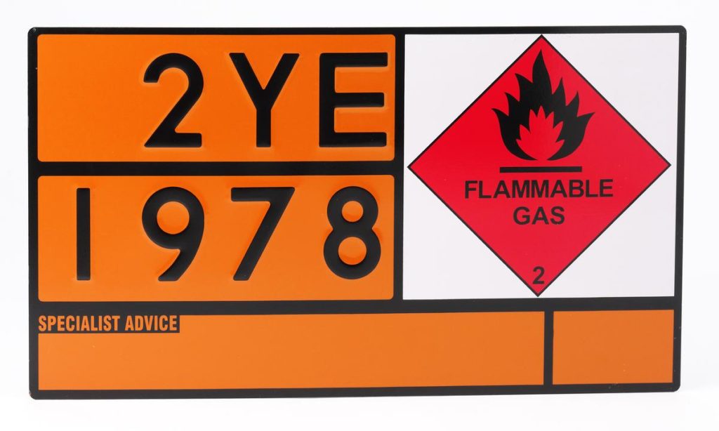 Horizontally Folding Hazchem Plate 300 X 400 With Rubber Edge & Push Catch