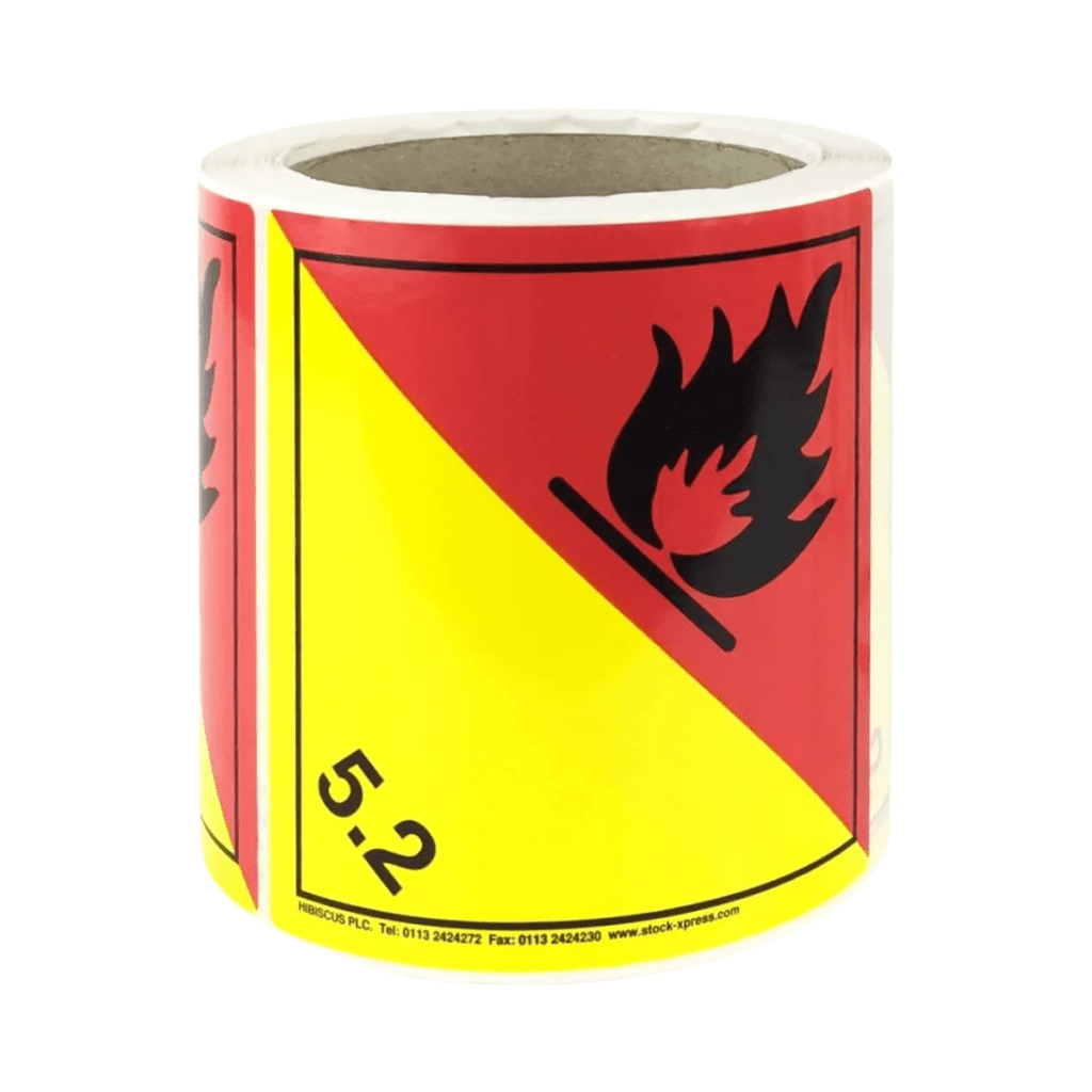 UN Diamonds S/A Roll 100 X 100mm 250 Labels Class 5.2 Organic Peroxide